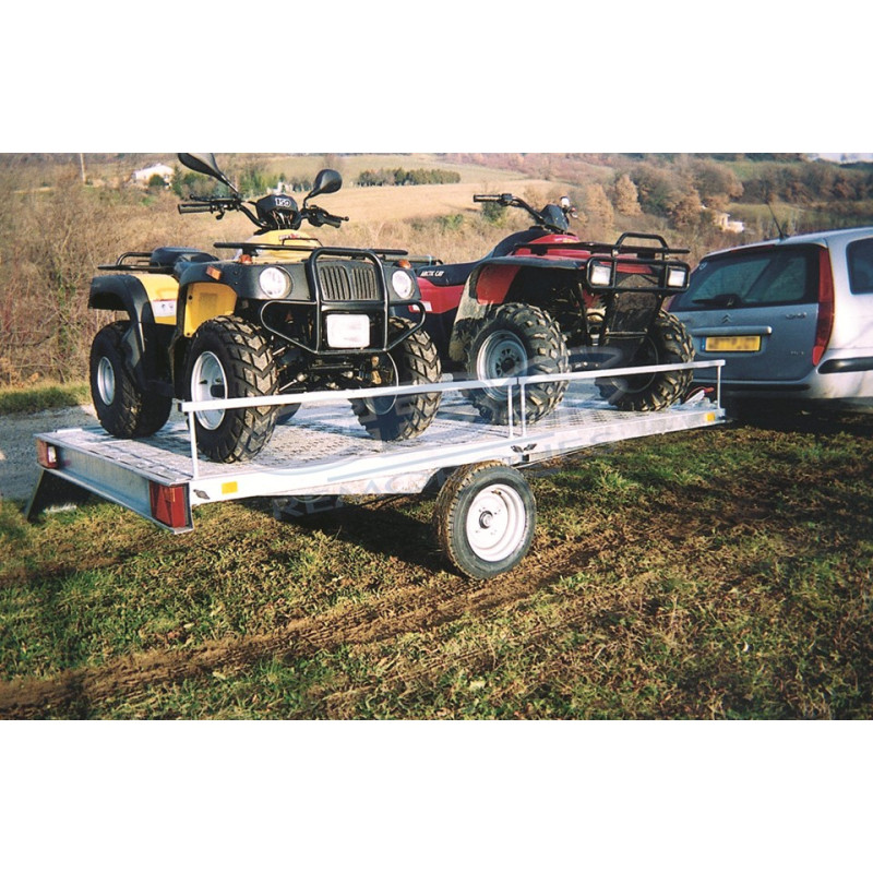 Remorque plateau CBS Remorques Q880 pour le transport de 2 Quads.